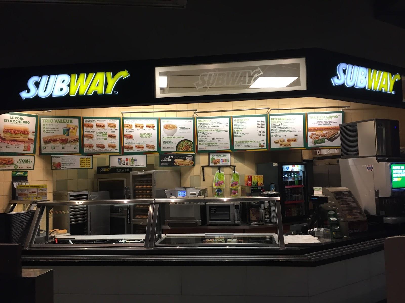 Subway menu in Montreal, Quebec H3B 1Y7, Canada