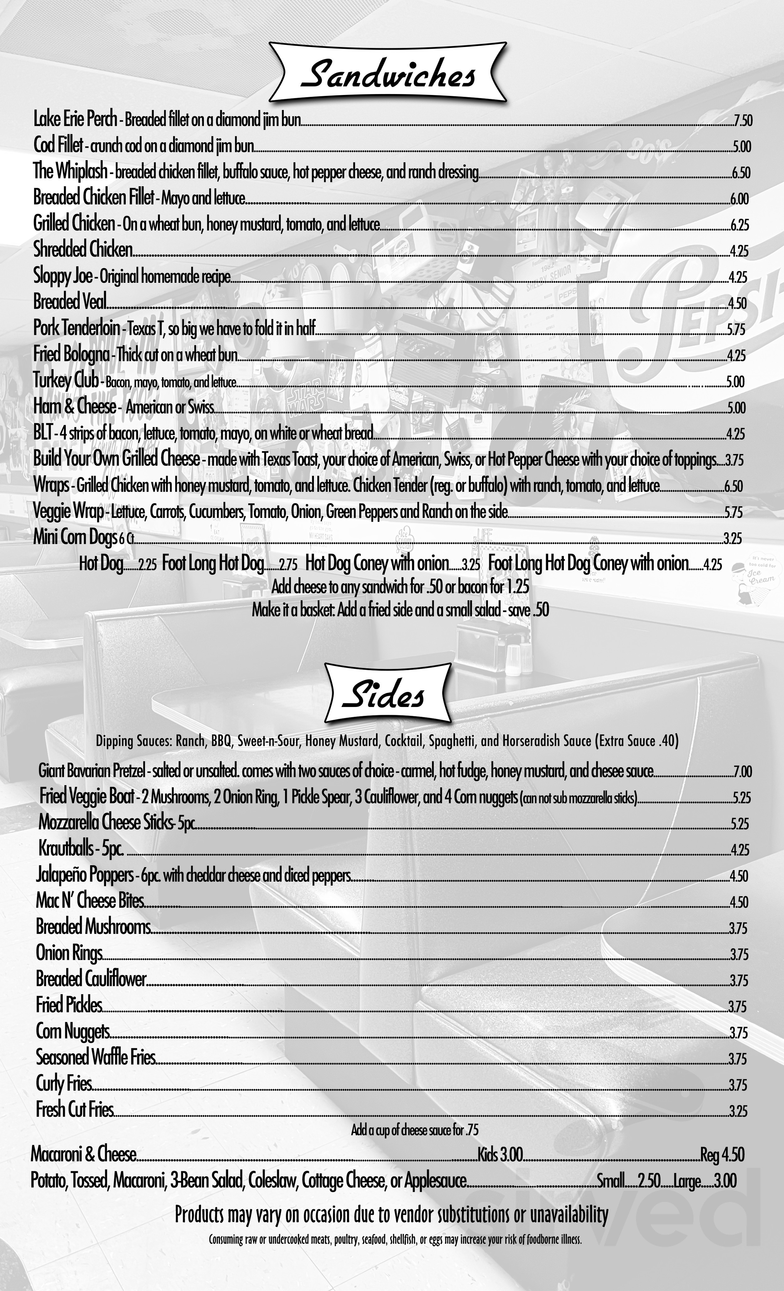 Menu - Shelby OH's Paul's Drive In | Sirved