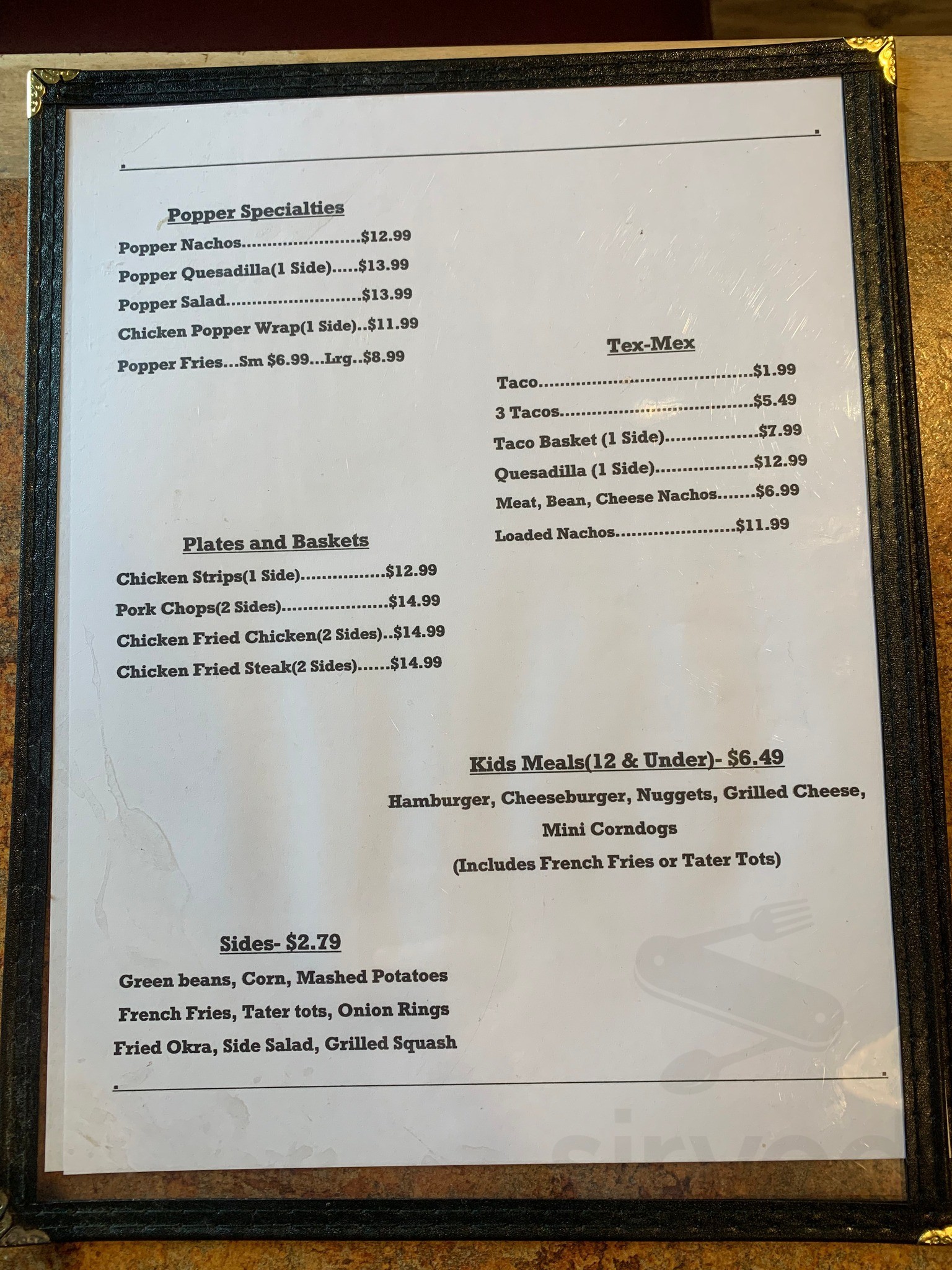 Dean Cafe and Catering menu in Wichita Falls, Texas, USA