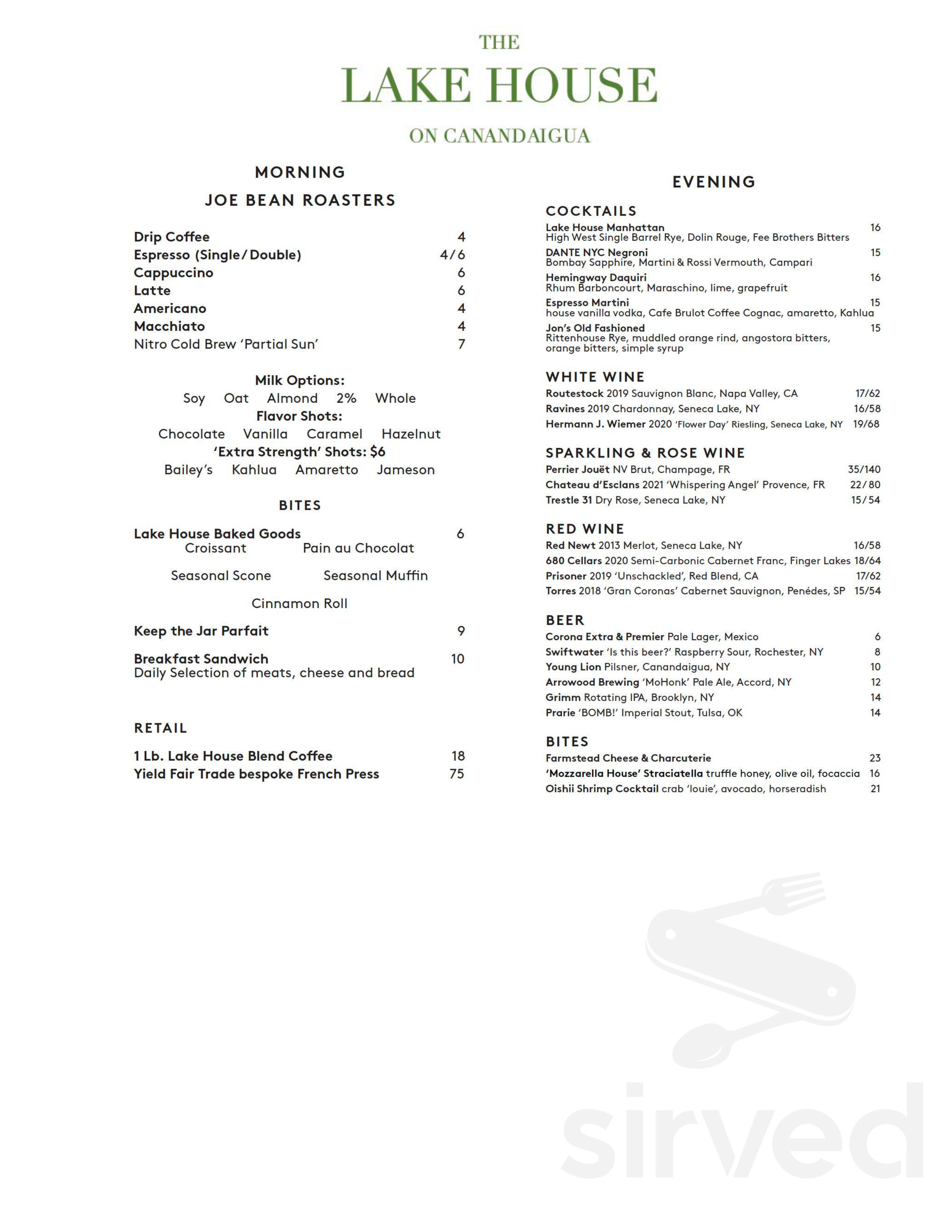 Rose Tavern menu in Canandaigua, New York, USA