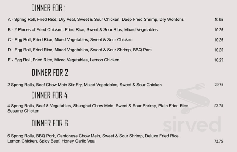 Marigold Restaurant menu in Winnipeg, Manitoba, Canada