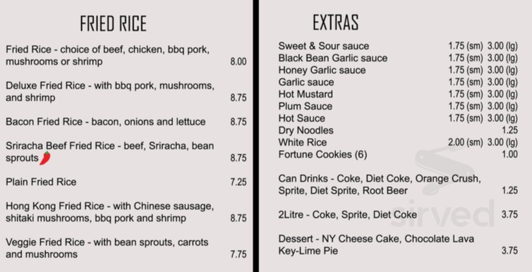 Marigold Restaurant menu in Winnipeg, Manitoba, Canada