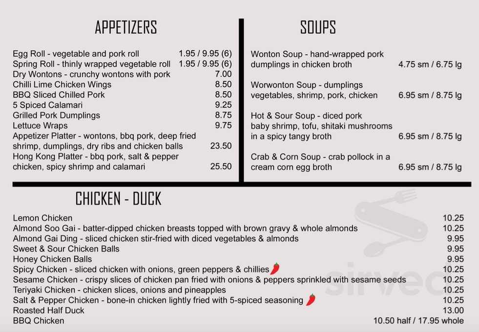 Marigold Restaurant menu in Winnipeg, Manitoba, Canada