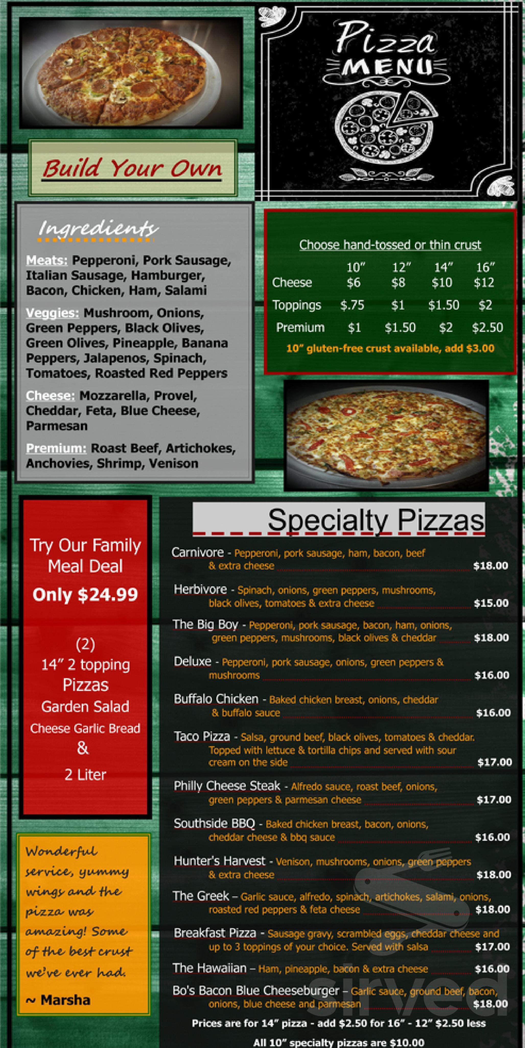 Saucy's Pizzeria menus in Washington, Missouri, United States