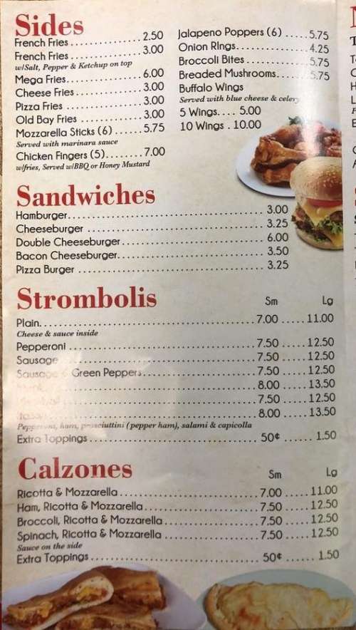 Little Anthony's Pizza menu in New Castle, Delaware, USA