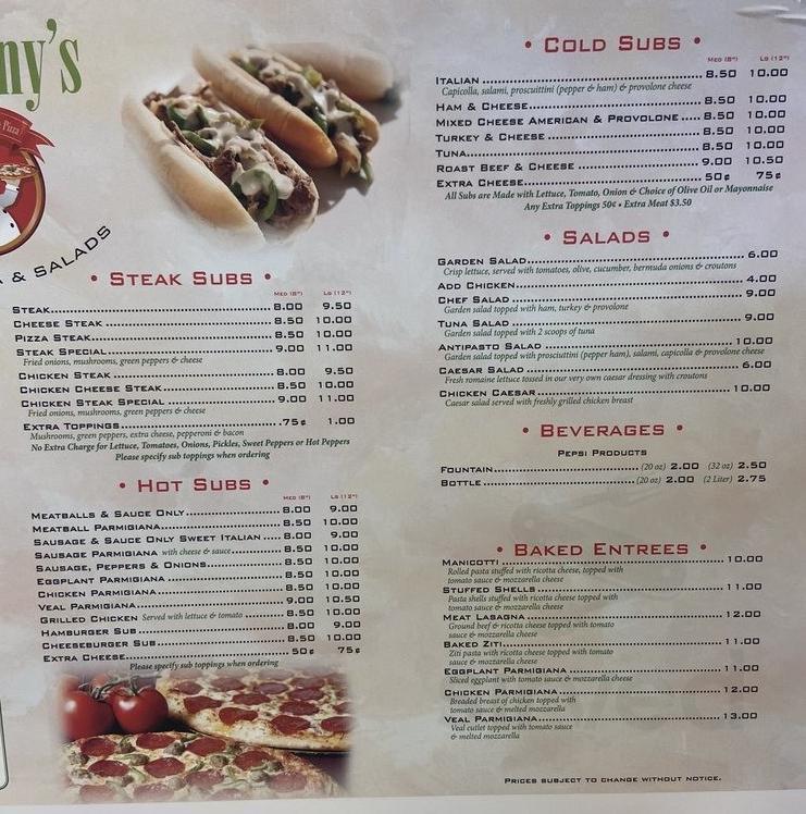 Little Anthony's Pizza menu in New Castle, Delaware, USA
