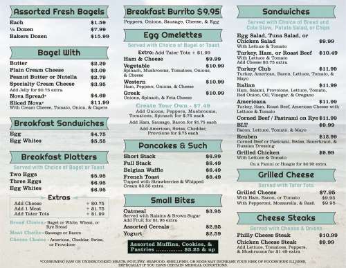 Seaview Bagel Cafe & Deli menu in Riviera Beach, Florida, USA