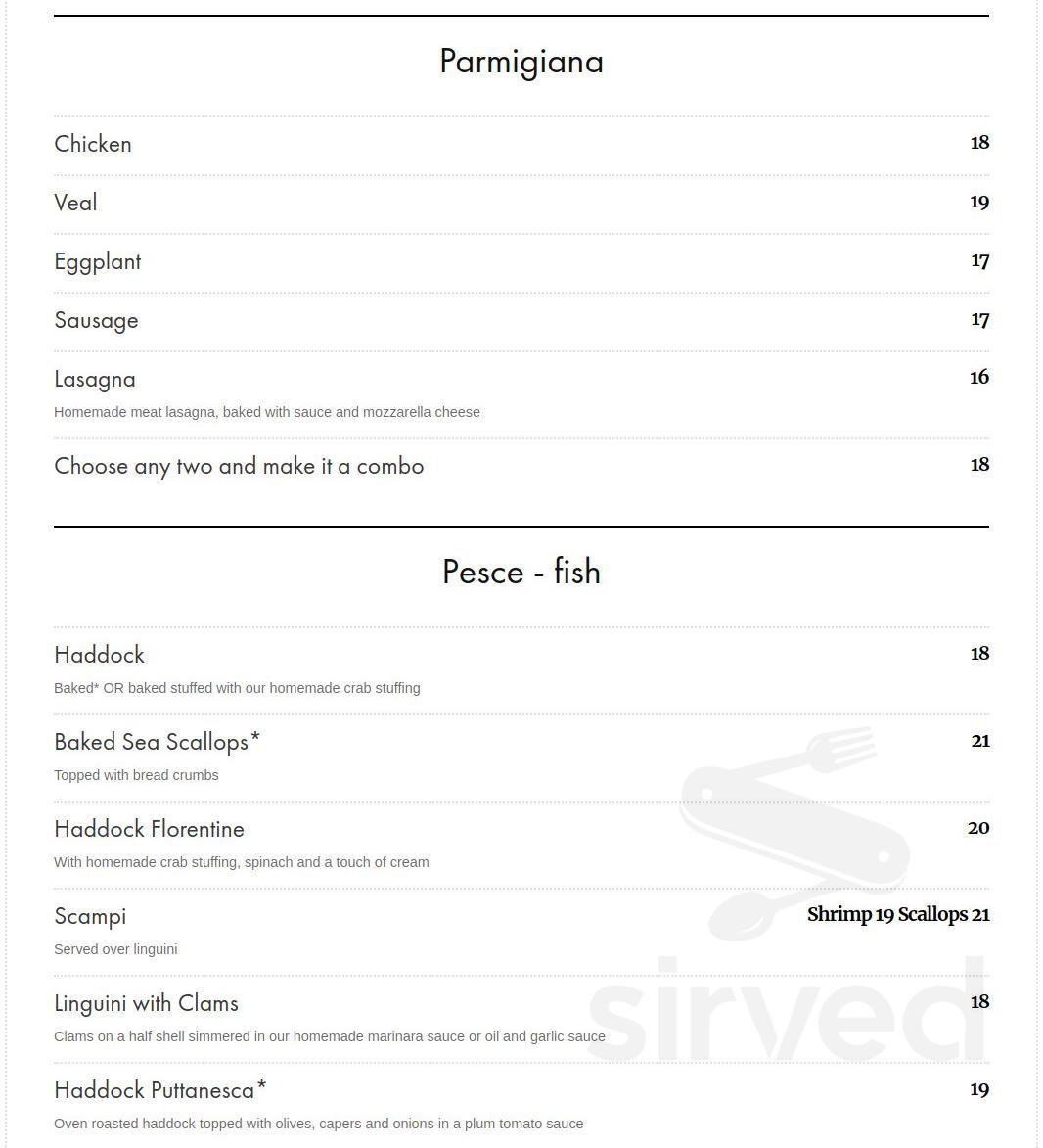 Menu - Hampden MA's Casa Bella Italian Kitchen & Bar | Sirved