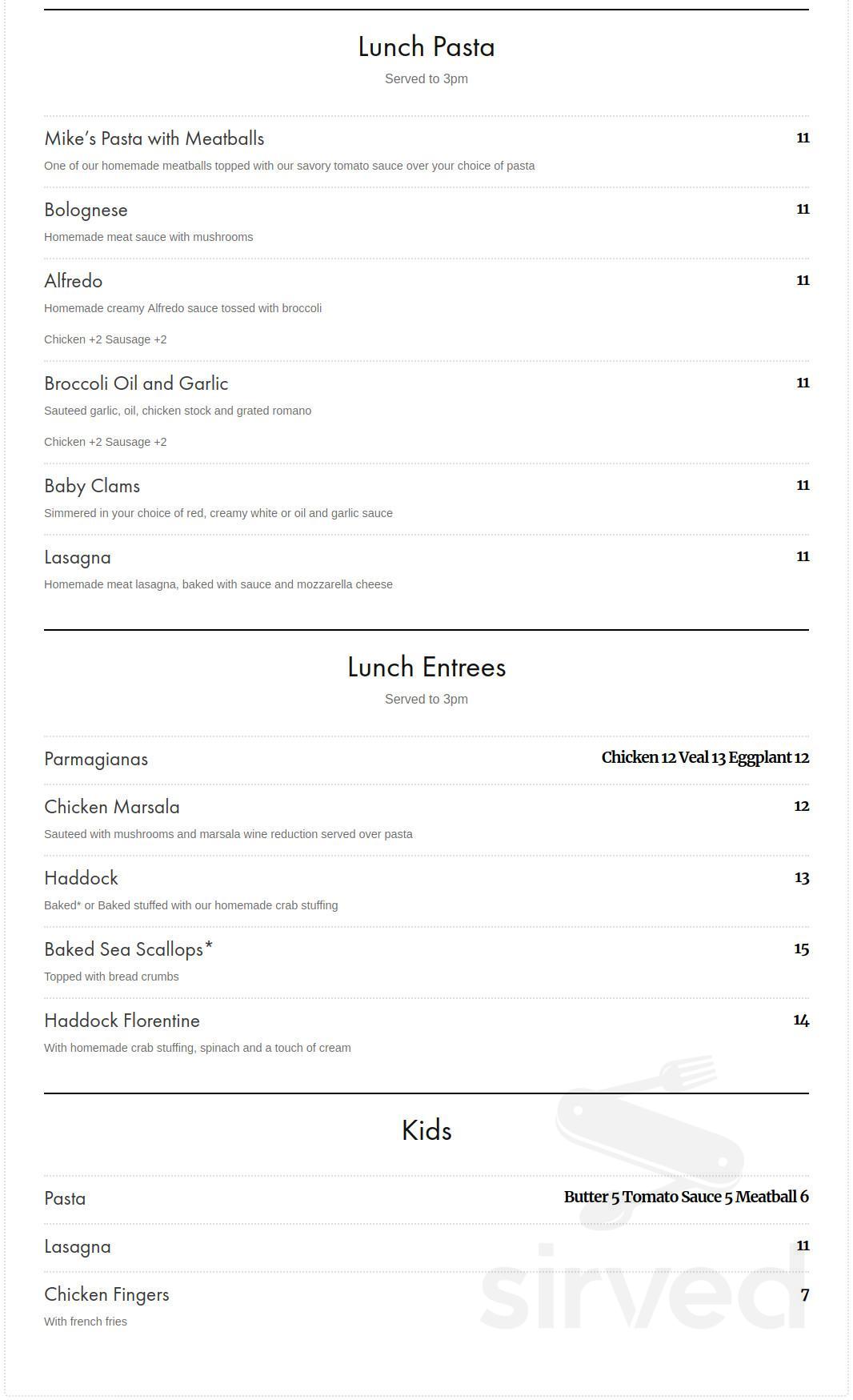 Casa Bella Italian Kitchen & Bar menu in Hampden, Massachusetts, USA