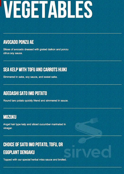 Menu - Seattle WA's Maneki Restaurant | Sirved