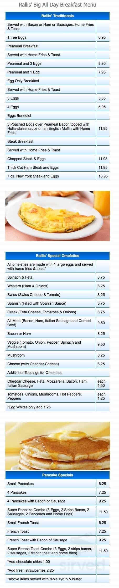 Rallis Burger Family Restaurant menu in Bridgenorth, Ontario, Canada