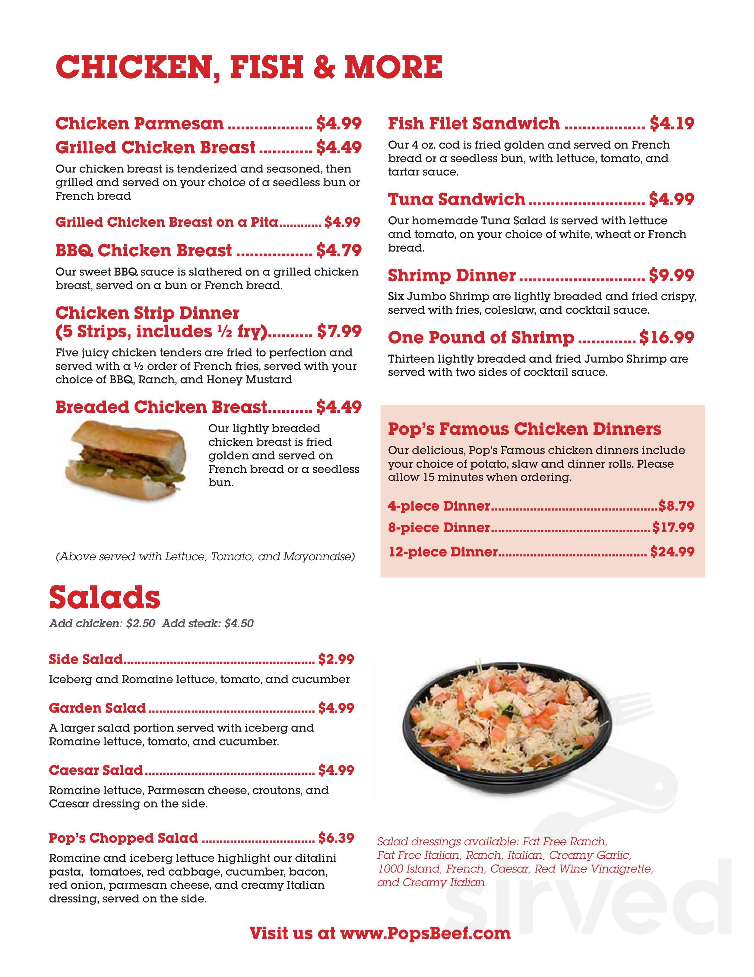 Menu - Orland Park IL's Pop's Italian Beef & Sausage | Sirved