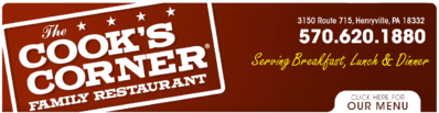 Menu for The Cook's Corner in Henryville, PA | Sirved