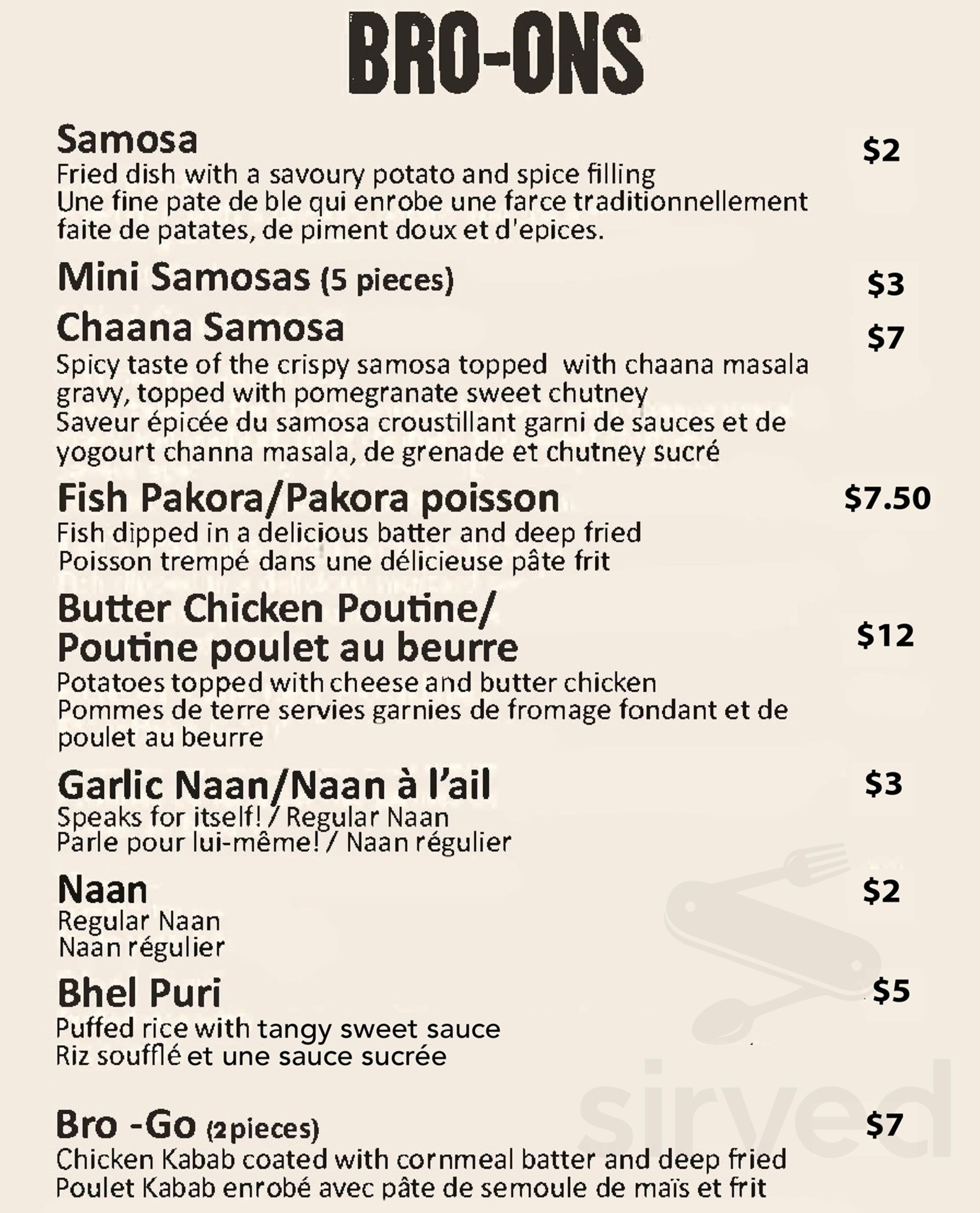 Spicebros menu in Saint-Laurent, Quebec H4R 1P8, Canada