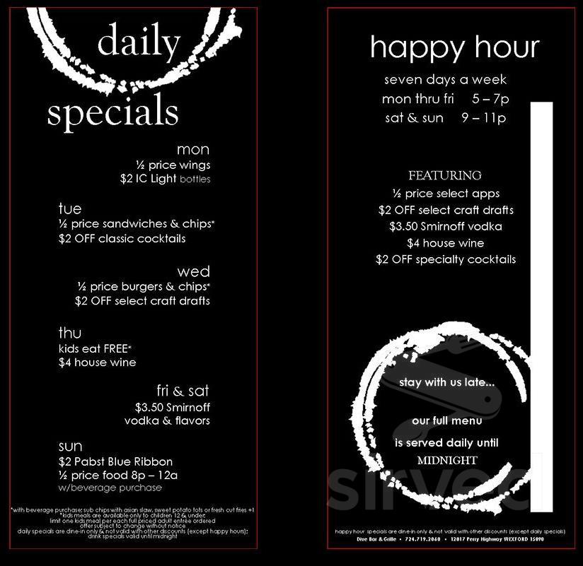 Dive Bar and Grille menus in Savage, Maryland, United States