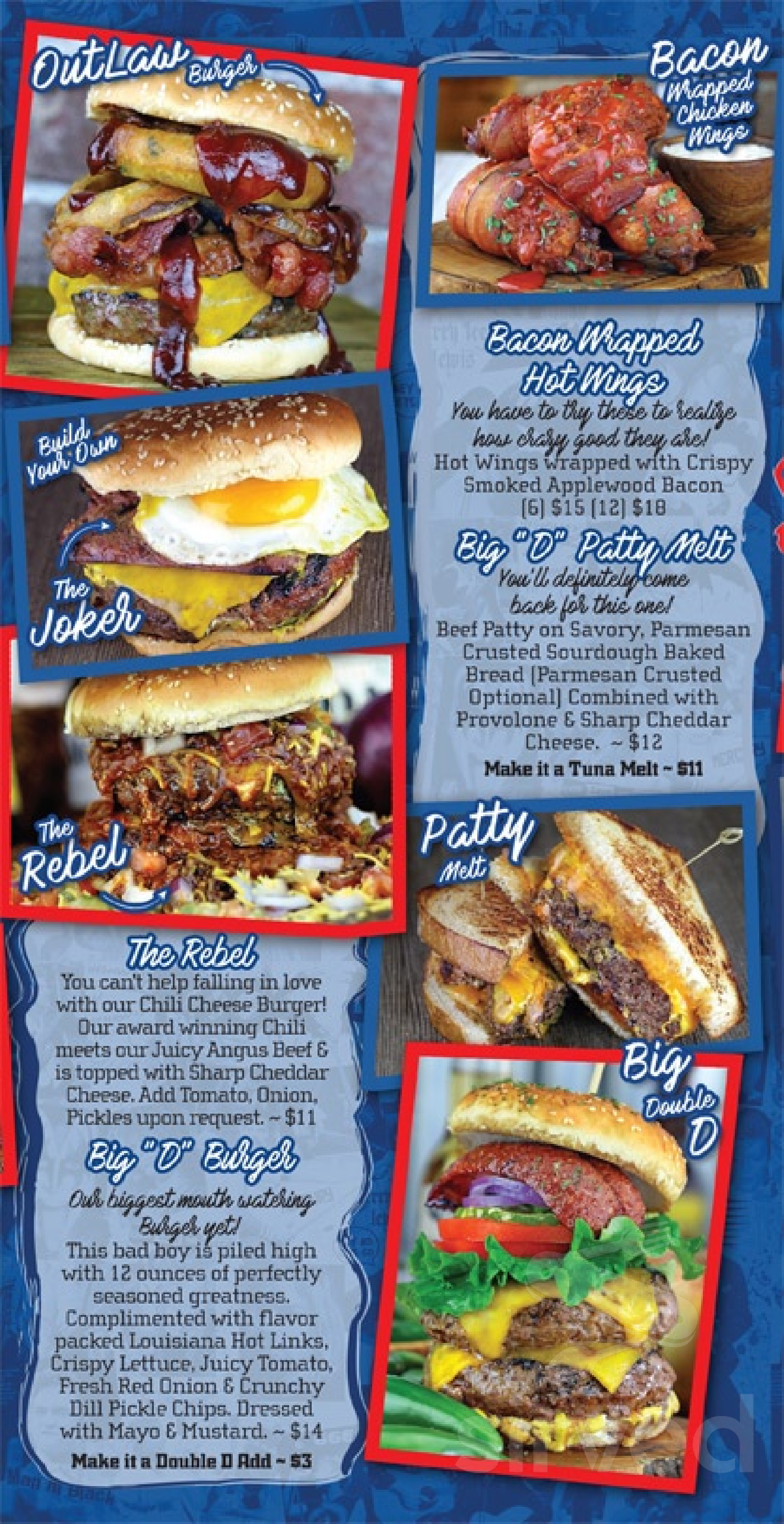 Delicious Big D's Burgers inc menu in Whittier, California, USA
