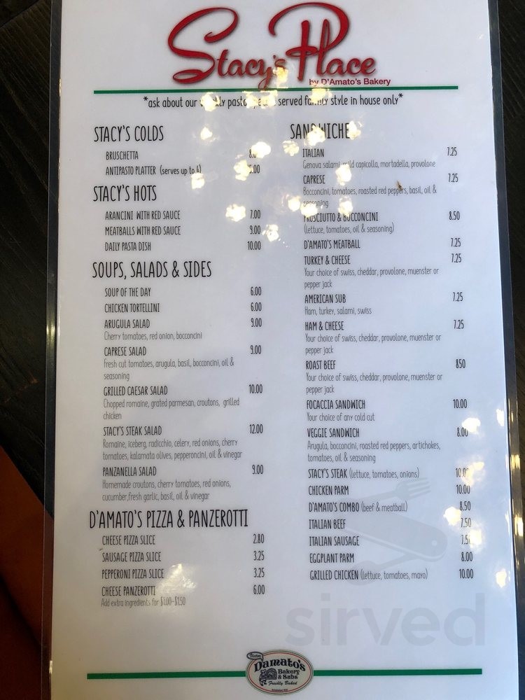 STACYS PLACE menu in Addison, Illinois, USA