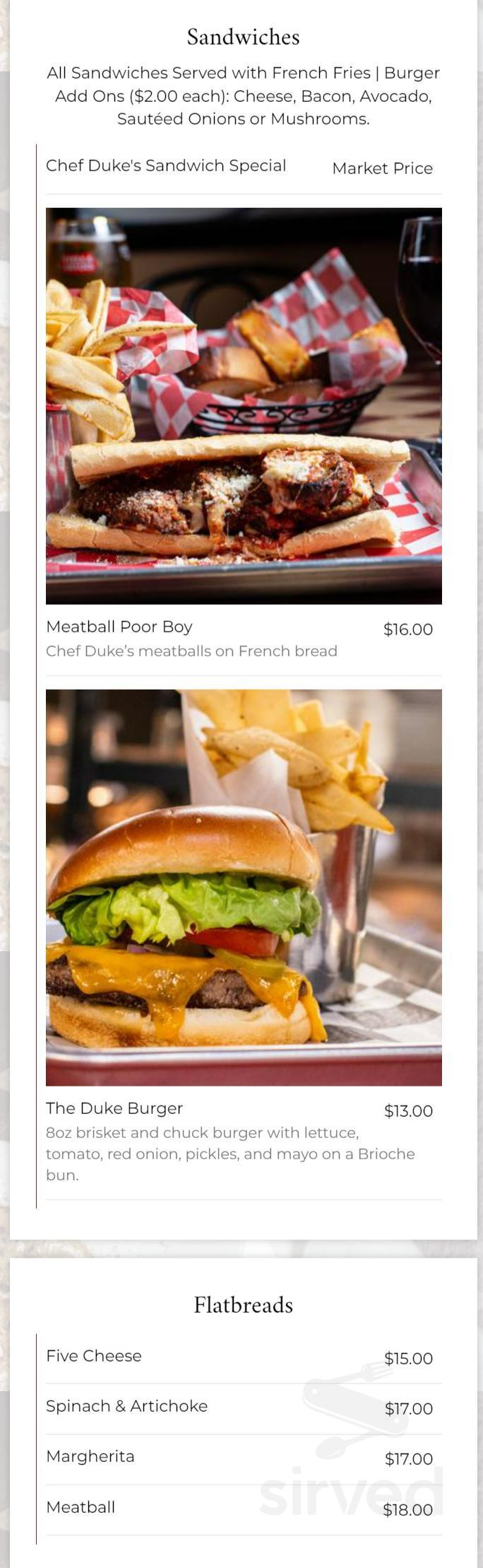 Menu - Metairie LA's Dab's Bistro | Sirved