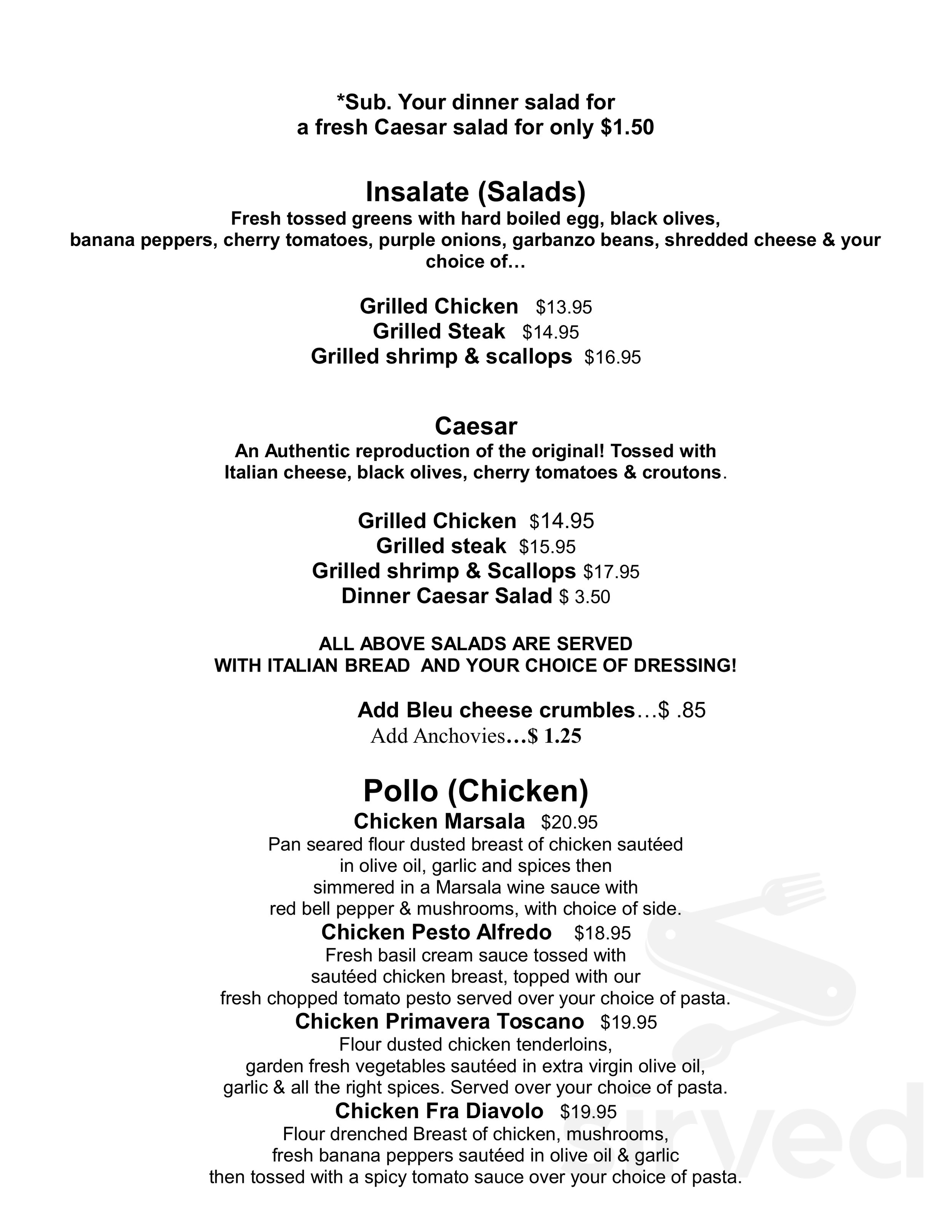 Primo Barone's Restaurant menus in Franklin, Pennsylvania, United States