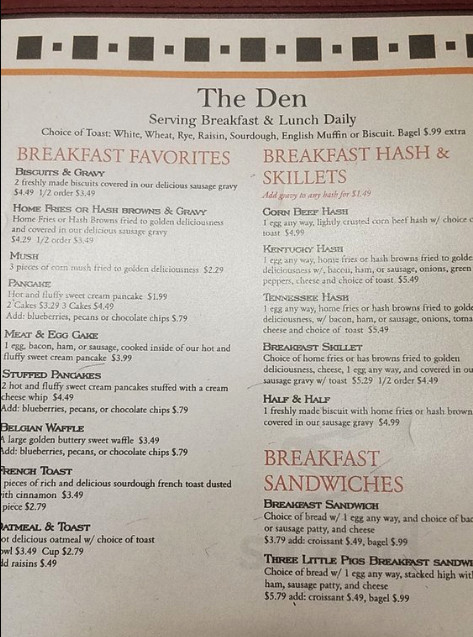 The Den American Diner menus in Bryan, Ohio, United States