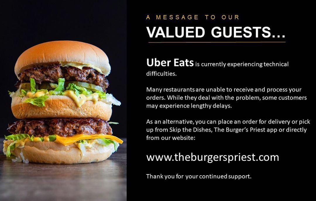The Burger's Priest menus in Toronto, Ontario, Canada