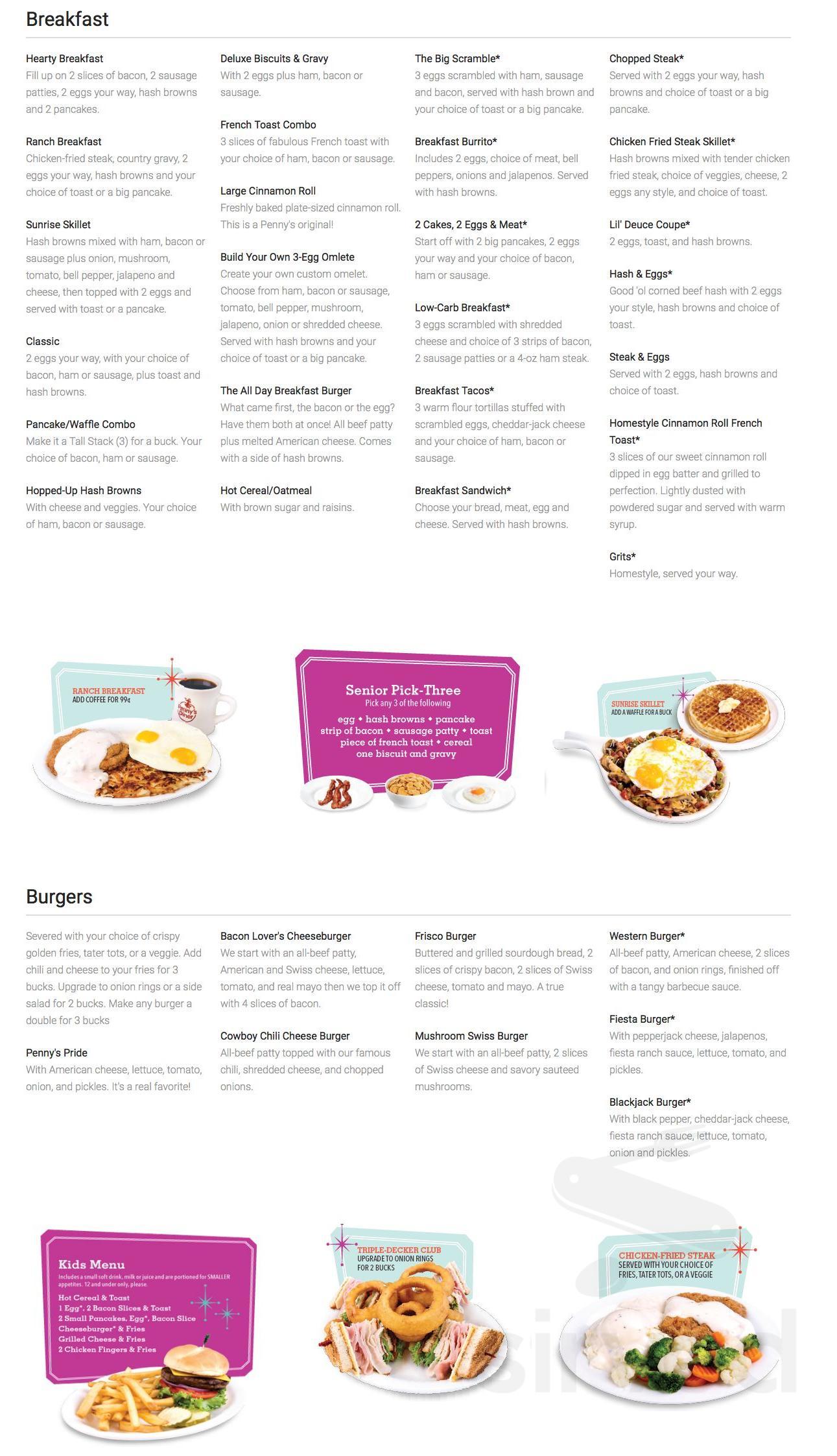 Menu For Pennys Diner In Milford UT Sirved Menu For Pennys Diner In Milford UT Sirved