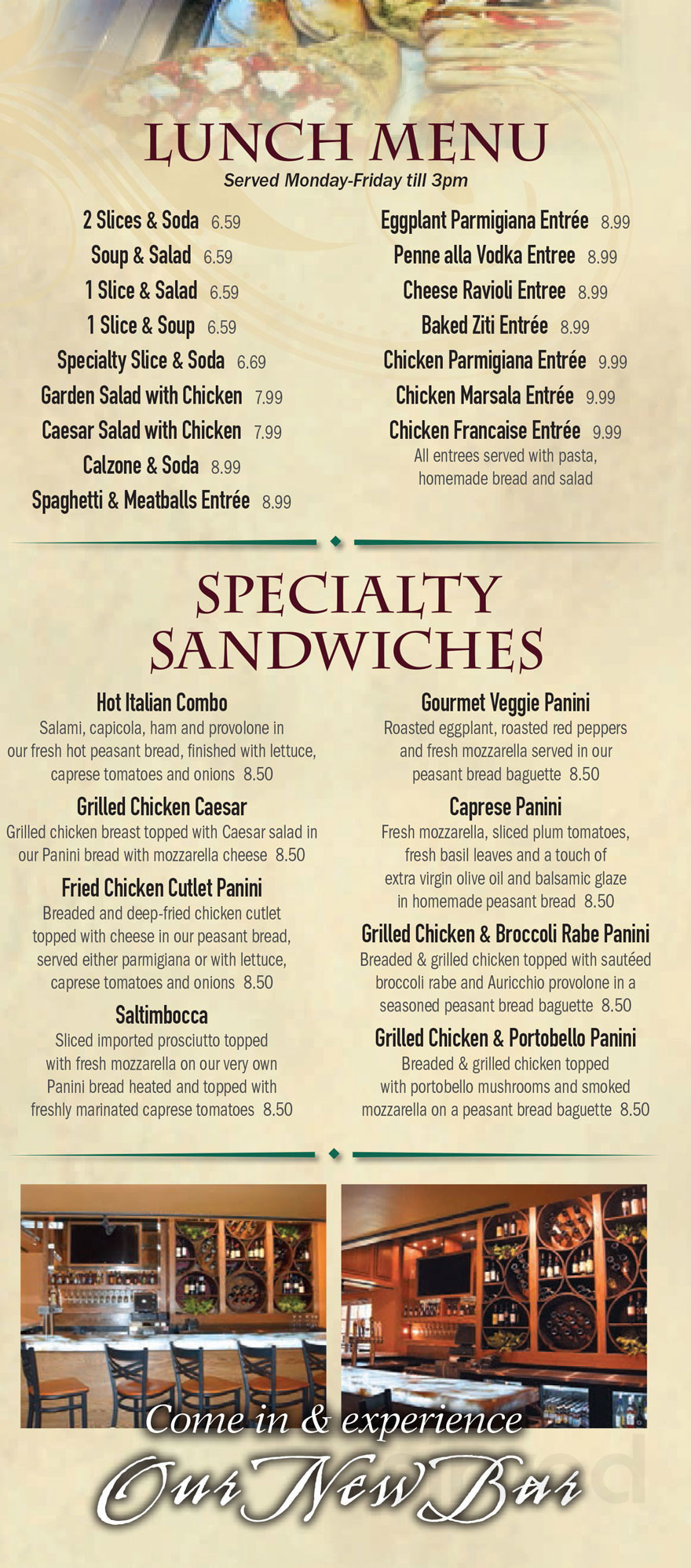 Pizza Time Caffe menu in Parkland, Florida, USA