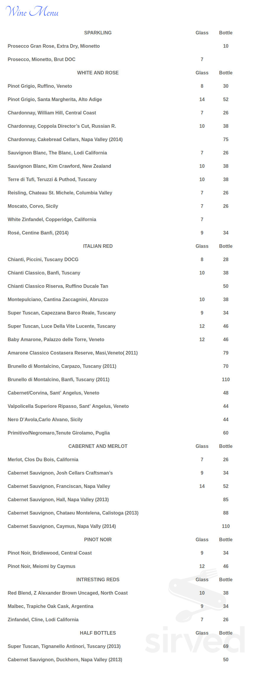 Pizza Time Caffe menu in Parkland, Florida, USA