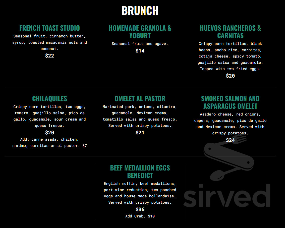 Coa de Jima menu in Boise, Idaho, USA