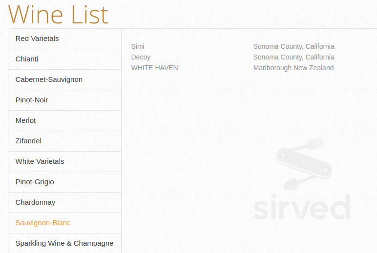 Volare Italian Restaurant menu in Brenham, Texas, USA