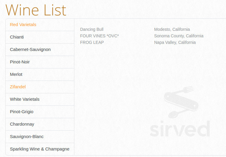 Volare Italian Restaurant menu in Brenham, Texas, USA