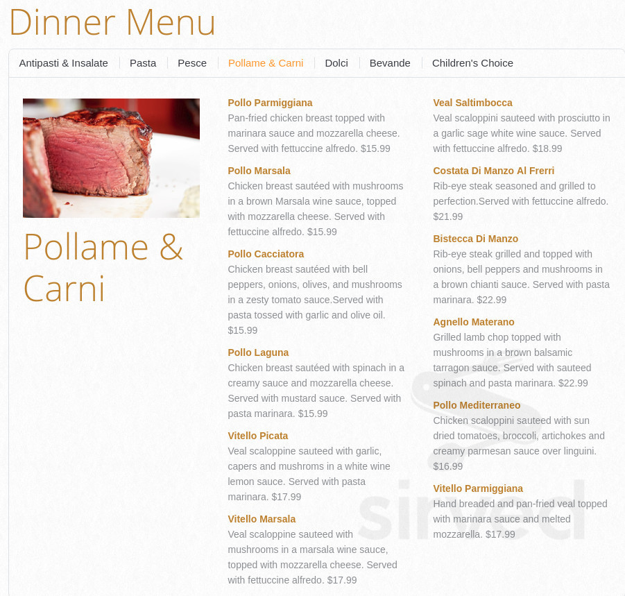 Volare Italian Restaurant menu in Brenham, Texas, USA