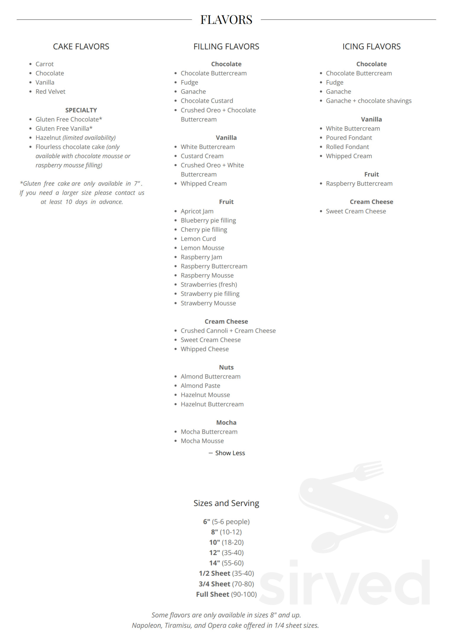 St Moritz Pastry Shop menu in Greenwich, Connecticut, USA