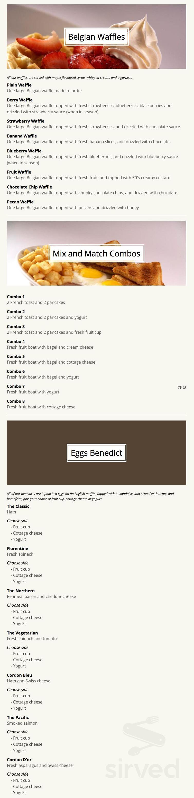 Fifty's Grill & Deli menus in Cambridge, Ontario, Canada