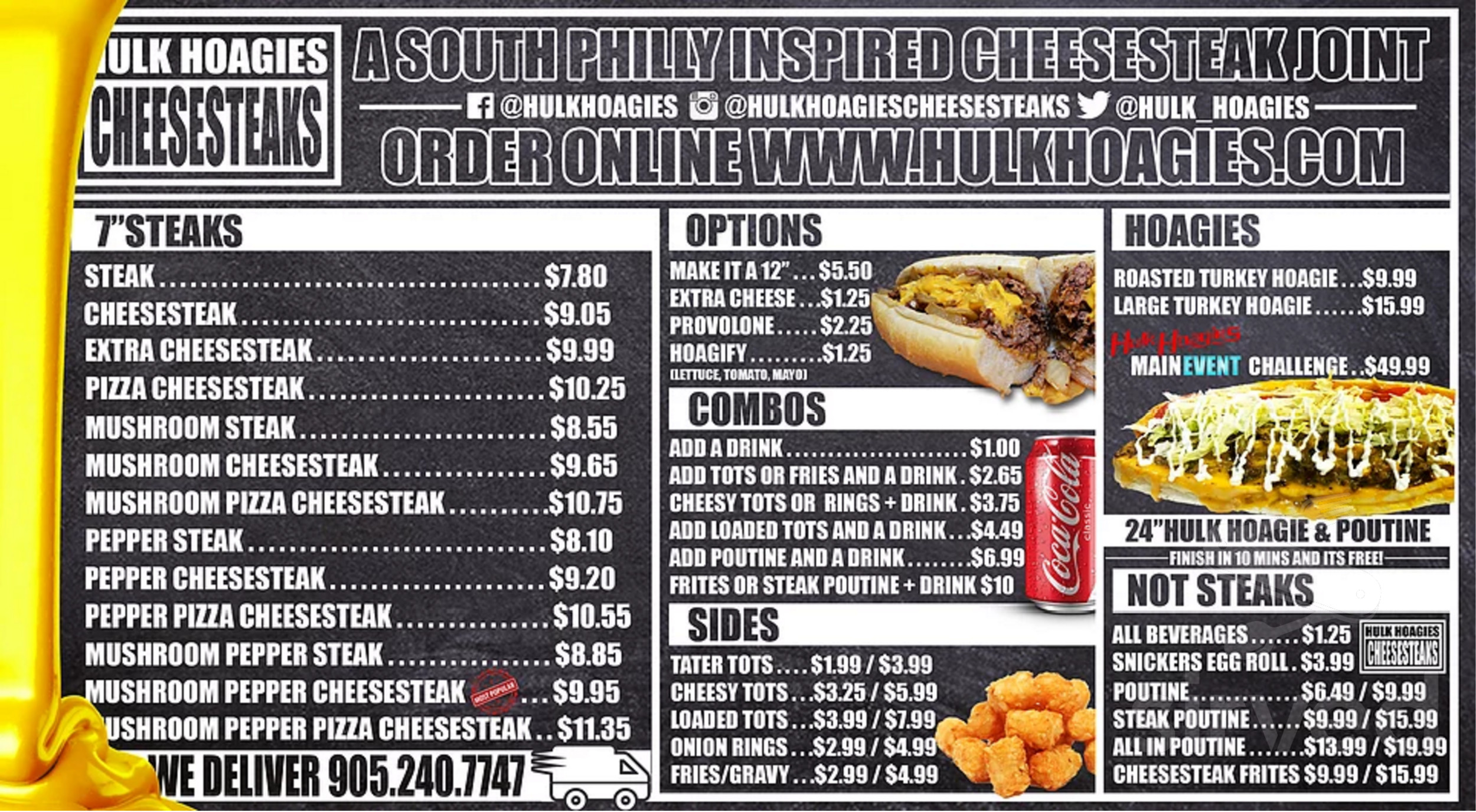 Hulk Hoagies Cheesesteaks menu in Oshawa, Ontario, Canada