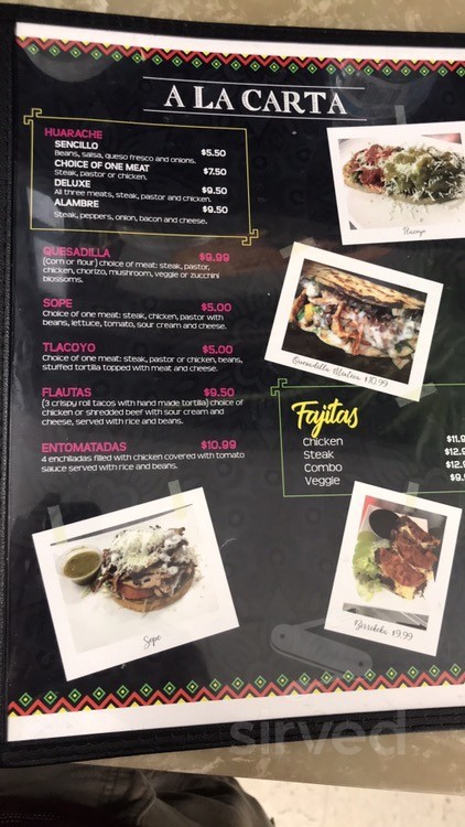 Menu - Urbana IL's La Mixteca Restaurant | Sirved