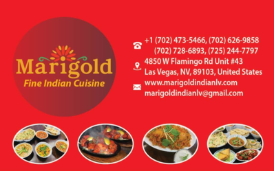 Menu for Marigold Fine Indian Cuisine in Las Vegas, NV | Sirved
