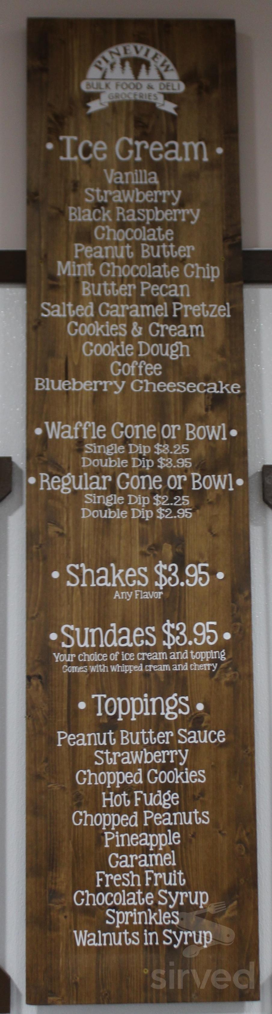 Menu for Pineview Bulk Food and Deli in Farmville, VA | Sirved