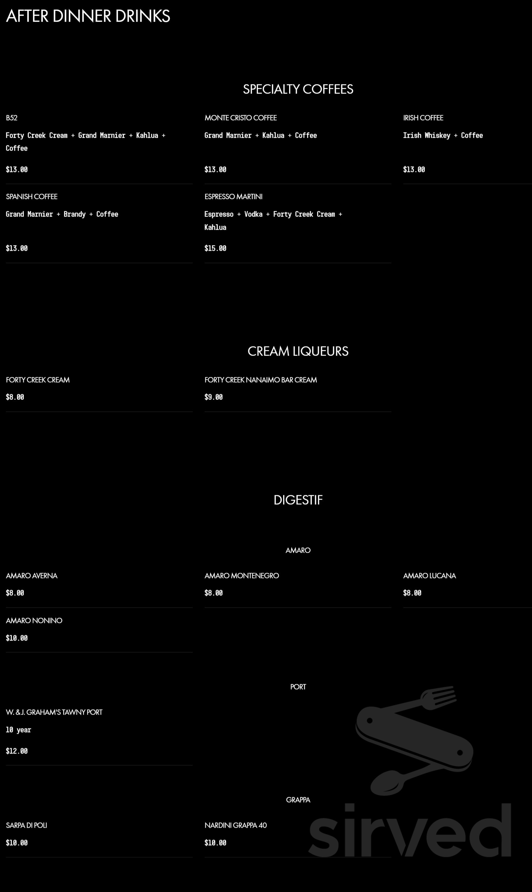 Menu for The Twisted Pig | Italian Kitchen in St. Catharines, Ontario ...