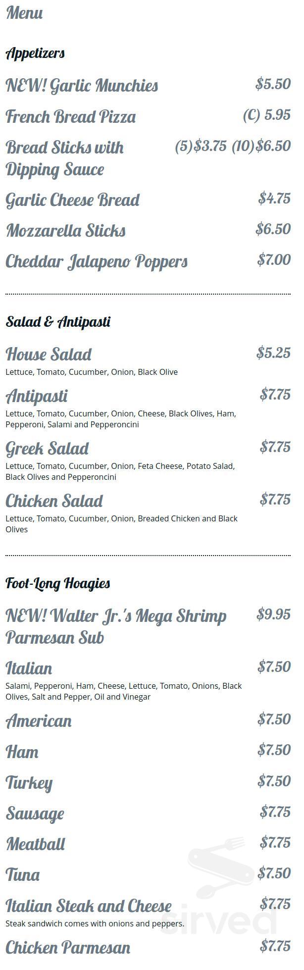 Matoli's Pizza & Subs menu in Hernando Beach, Florida, USA