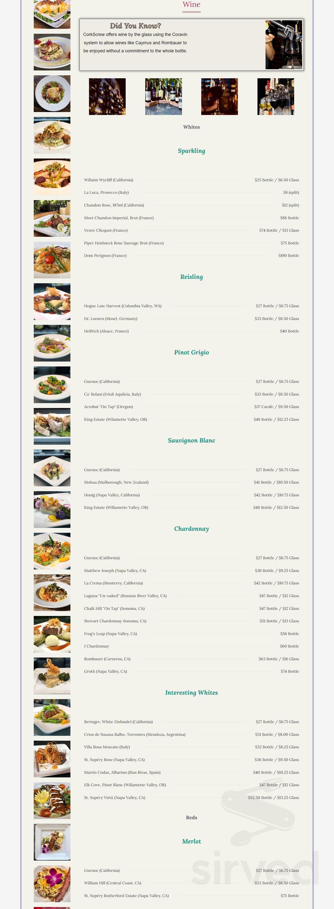 Menu for Corkscrew Bar and Grille in New Smyrna Beach, FL | Sirved