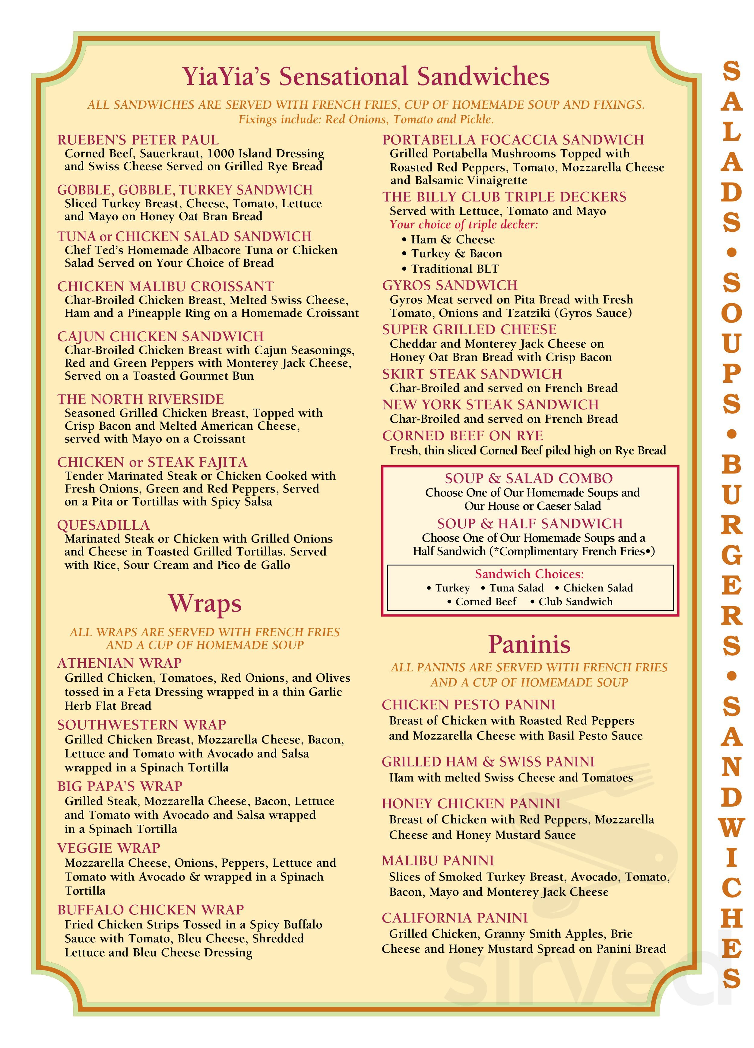 Menu - North Riverside IL's Yia Yia's Pancake House & Restaurant | Sirved
