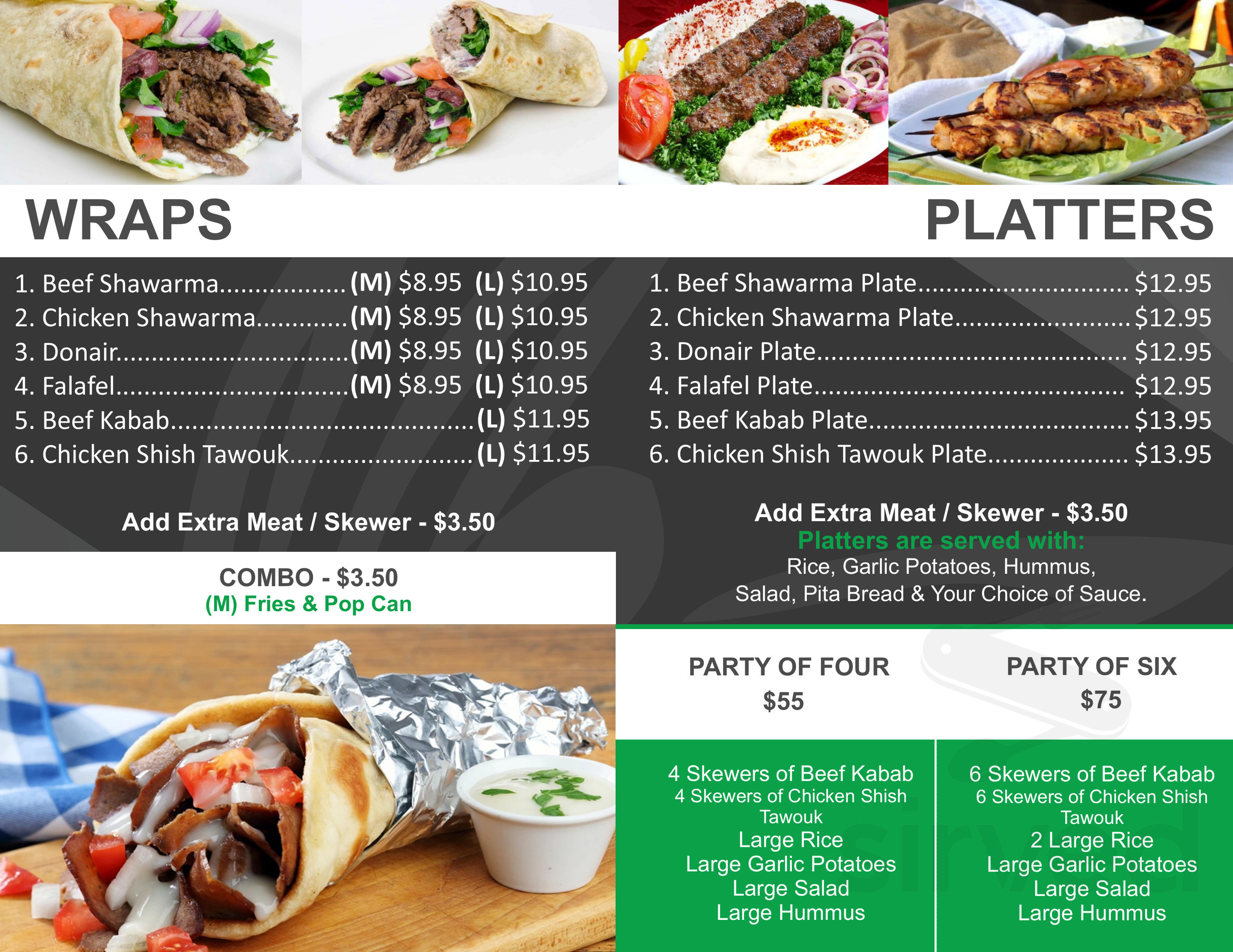Baladi Shawarma menu in Calgary, Alberta, Canada