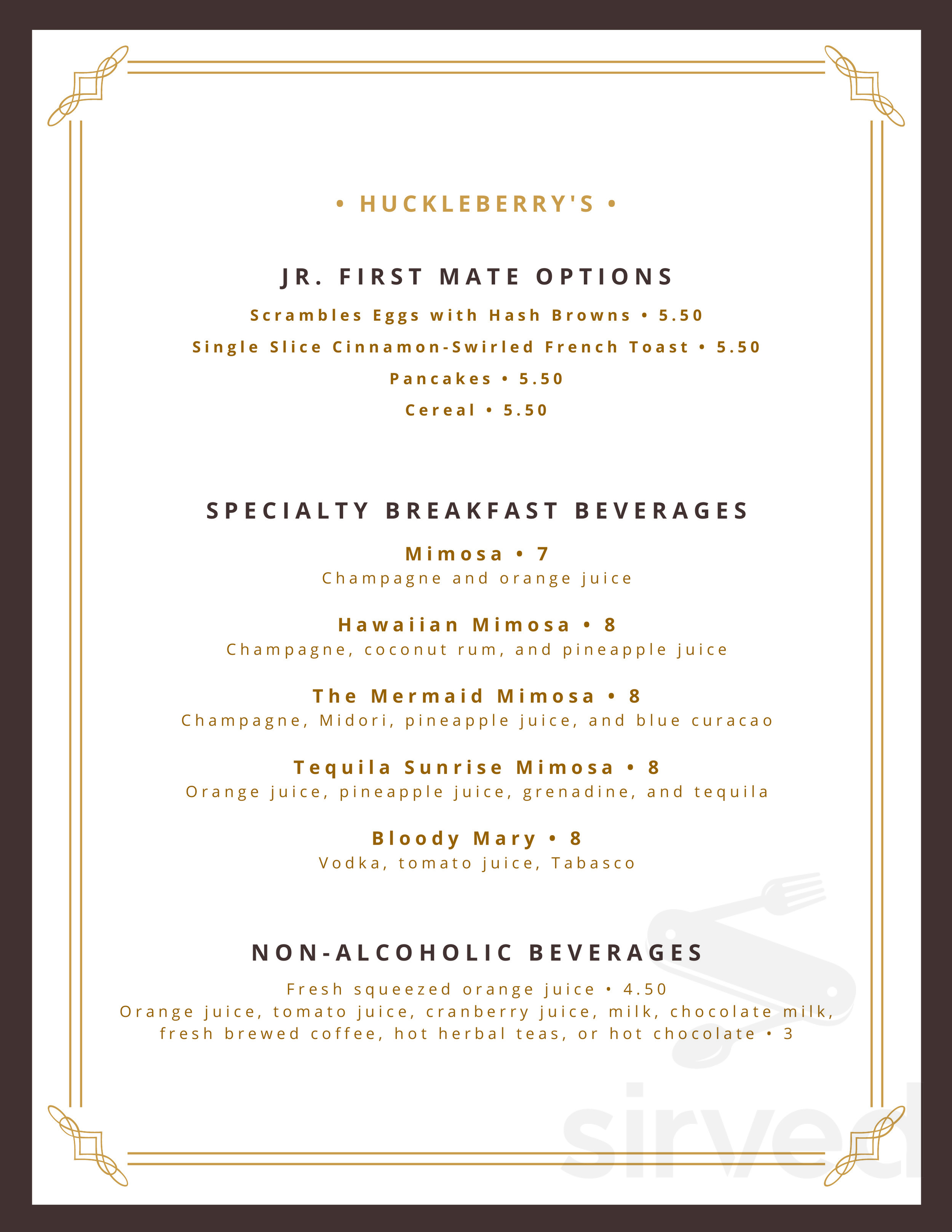 Huckleberry's Restaurant & Tavern menus in Lancaster, Pennsylvania ...