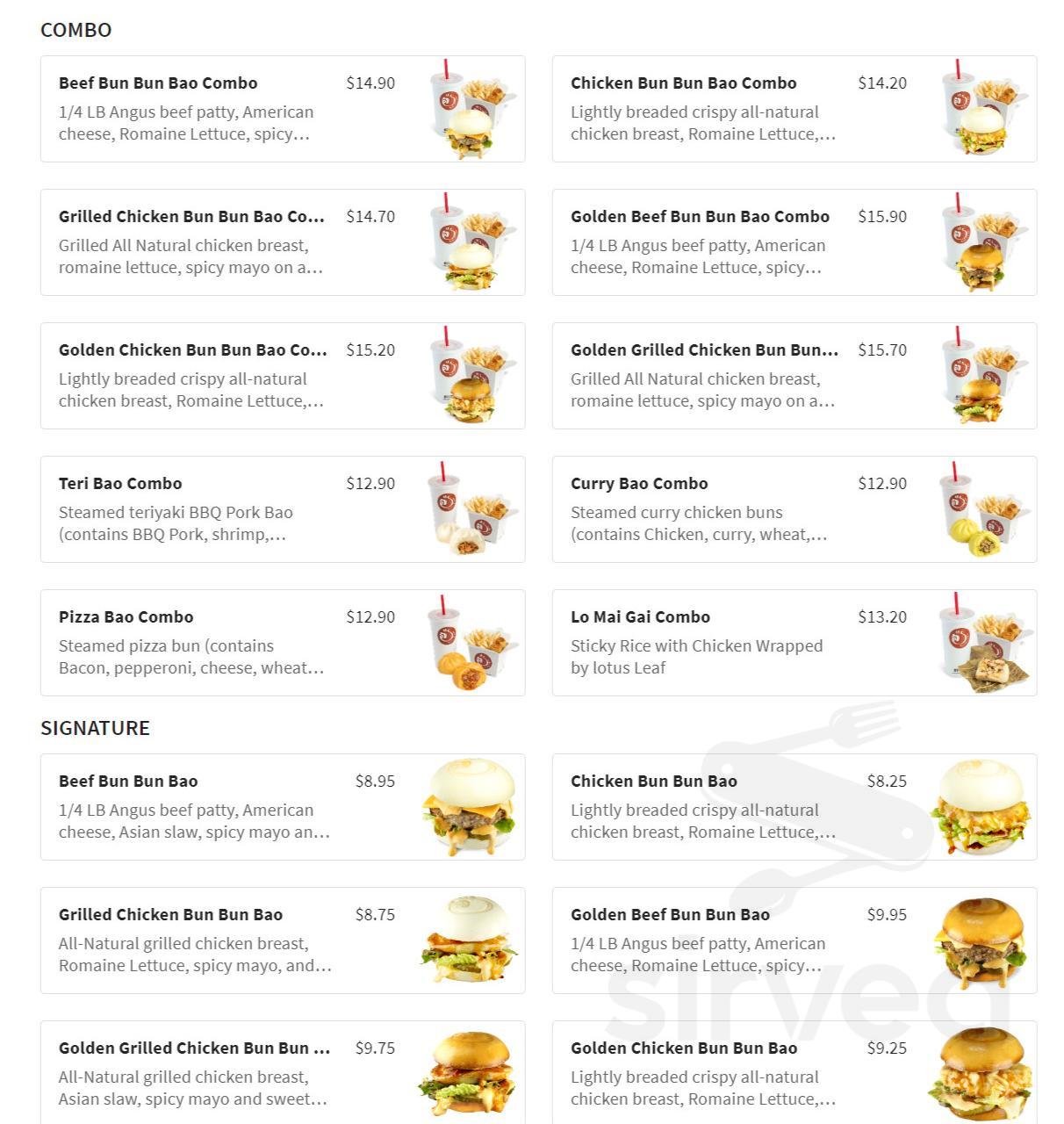 BUN BUN BAO menu in Cerritos, California, USA