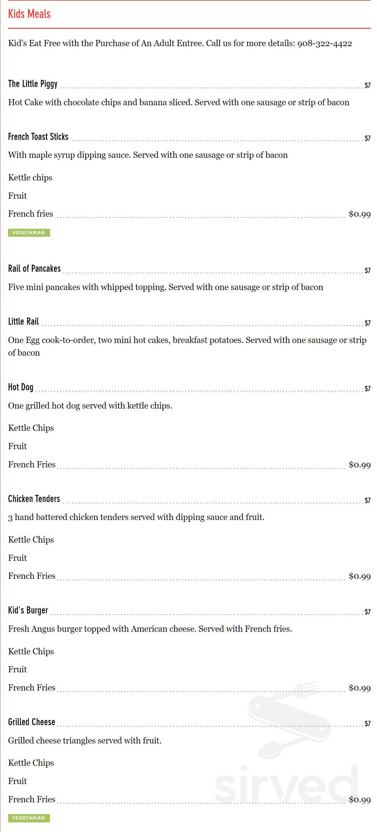 Railside Cafe menu in Fanwood, New Jersey, USA