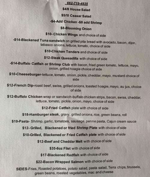 Uncle Jo's menu in Cleveland, Mississippi, USA