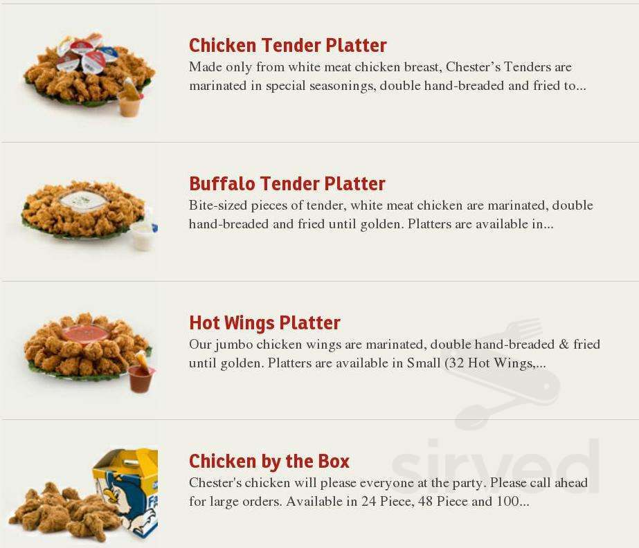 Chester's Chicken menu in Yorkton, Saskatchewan, Canada