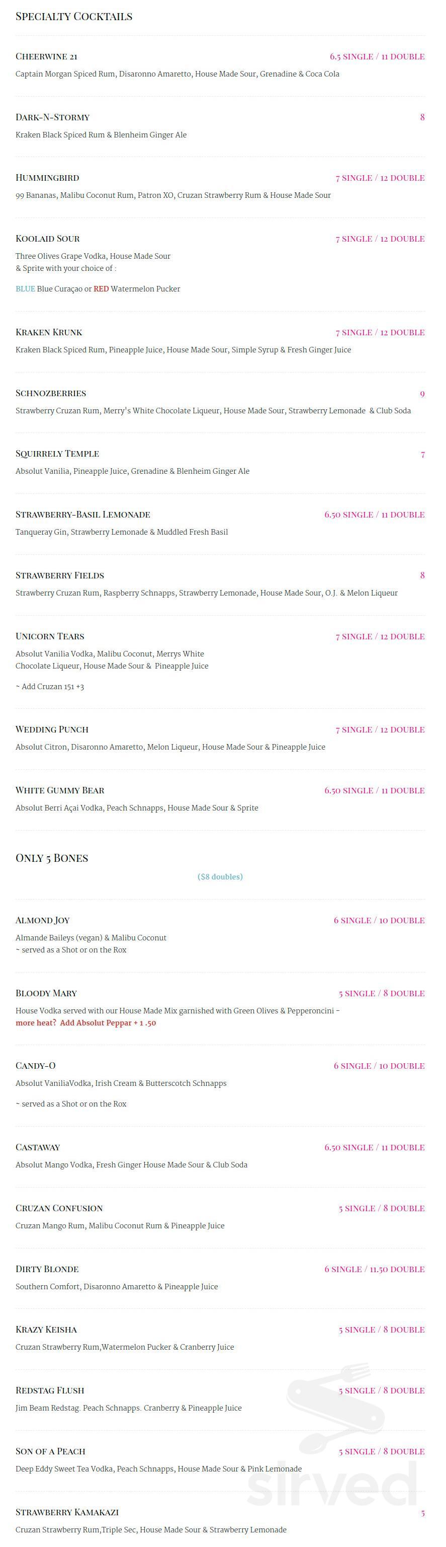 Pinky's Westside Grill menu in Huntersville, North Carolina, USA