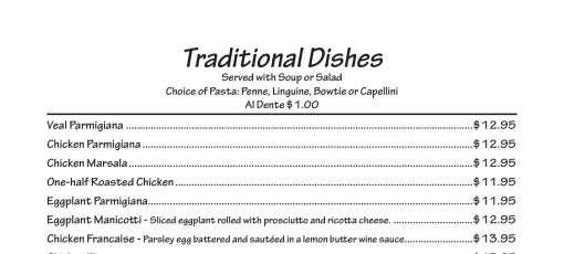 Menu for Macera's Italian Restaurant in Cranston, RI | Sirved